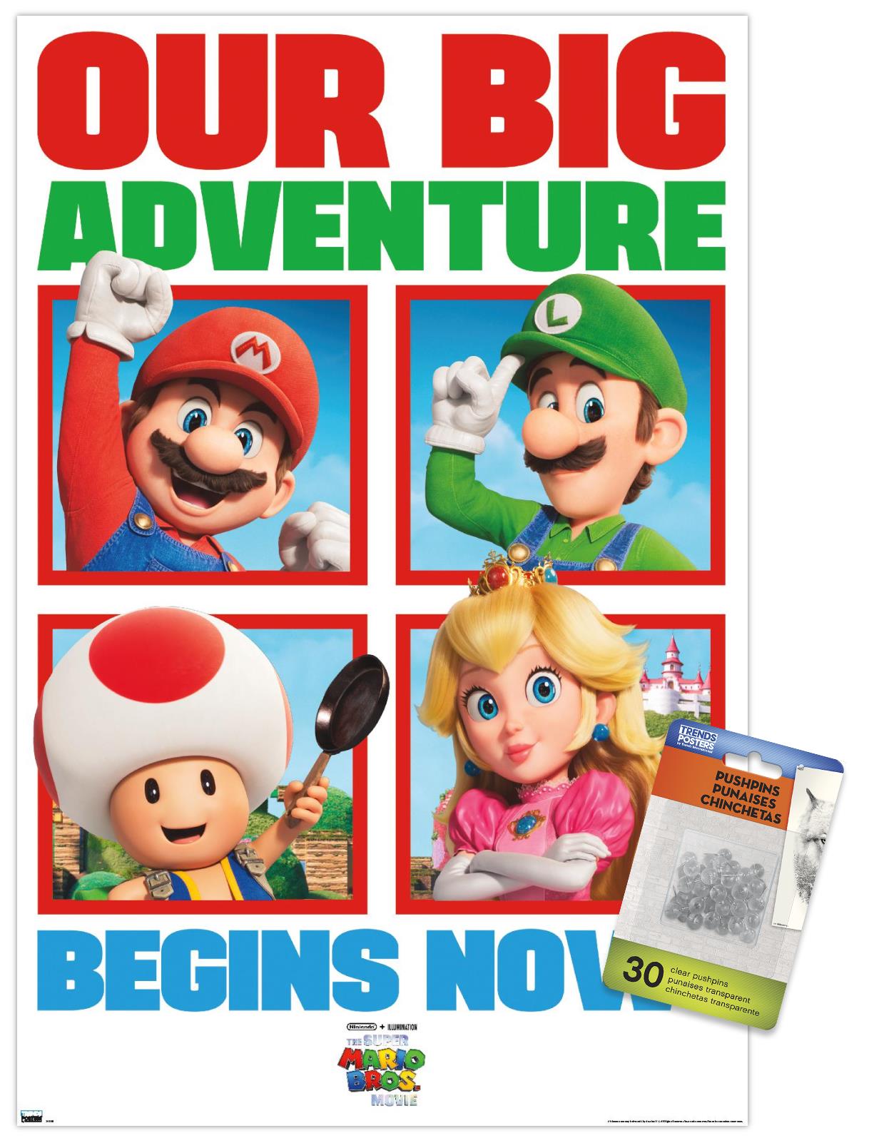 The Super Mario Bros. Movie - Our Big Adventure Wall Poster with Push ...