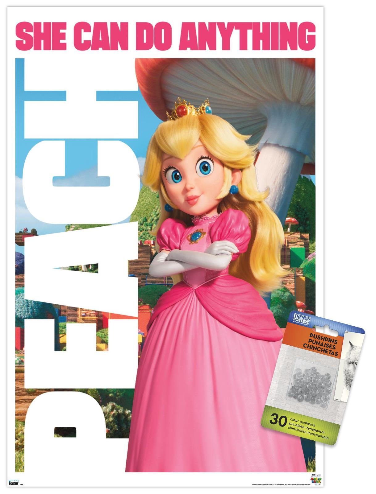 The Super Mario Bros. Movie - Peach Wall Poster with Push Pins, 14.725 ...