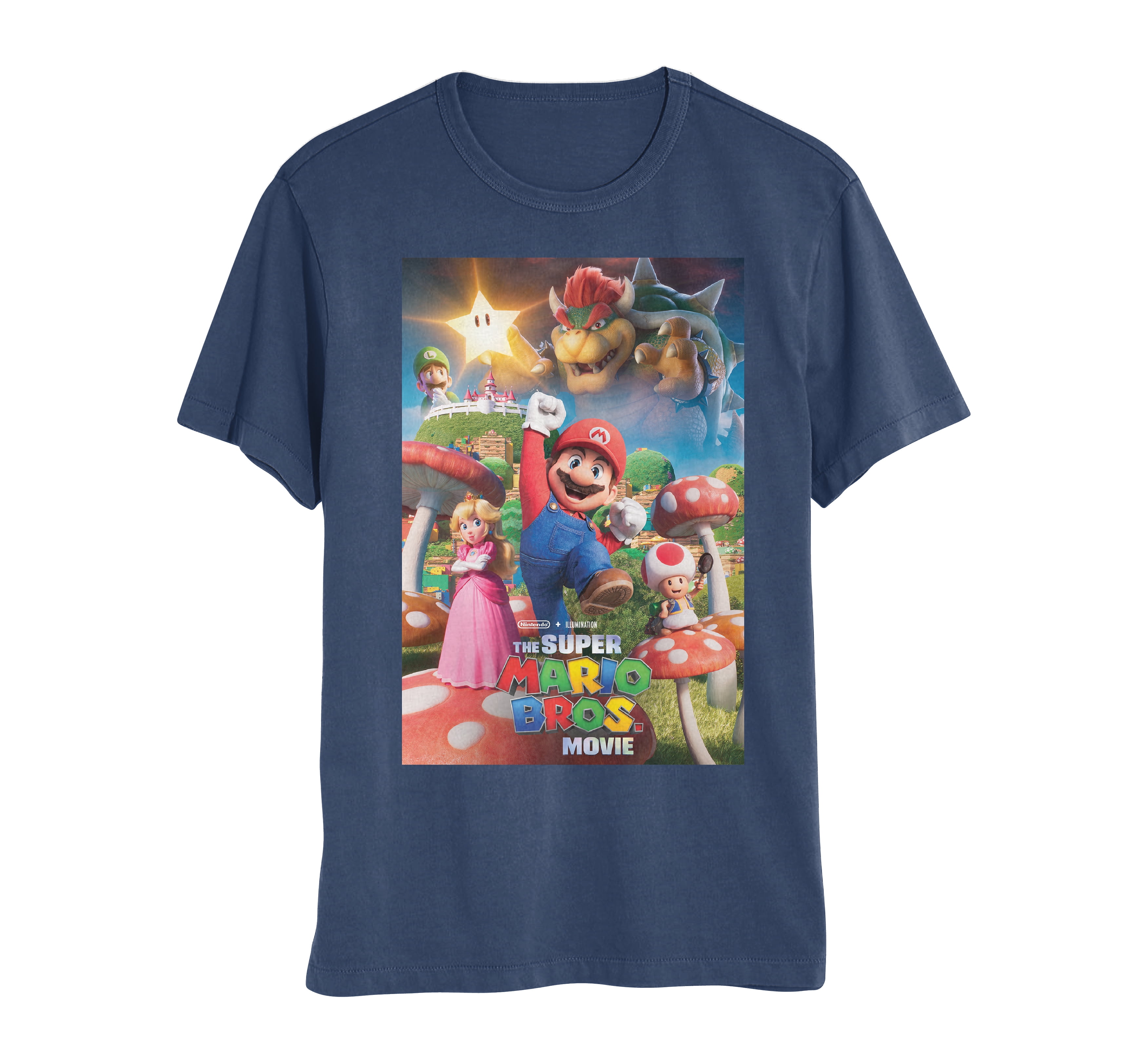 The Super Mario Bros Movie Poster Kids Short Sleeve T-Shirt (Navy, S ...