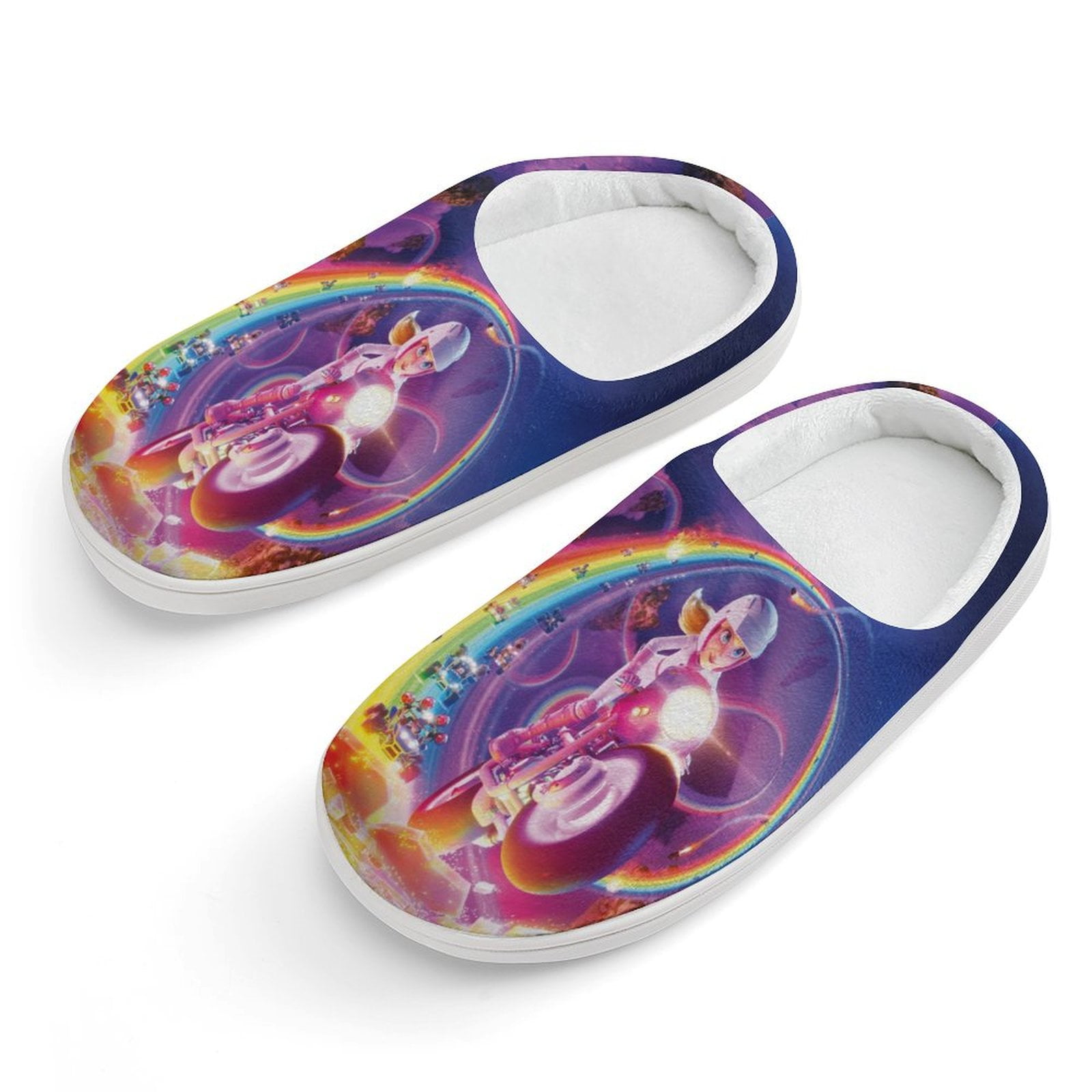 The Super Princess Peach Fluffy House Cotton Slippers Memory Foam Suede ...