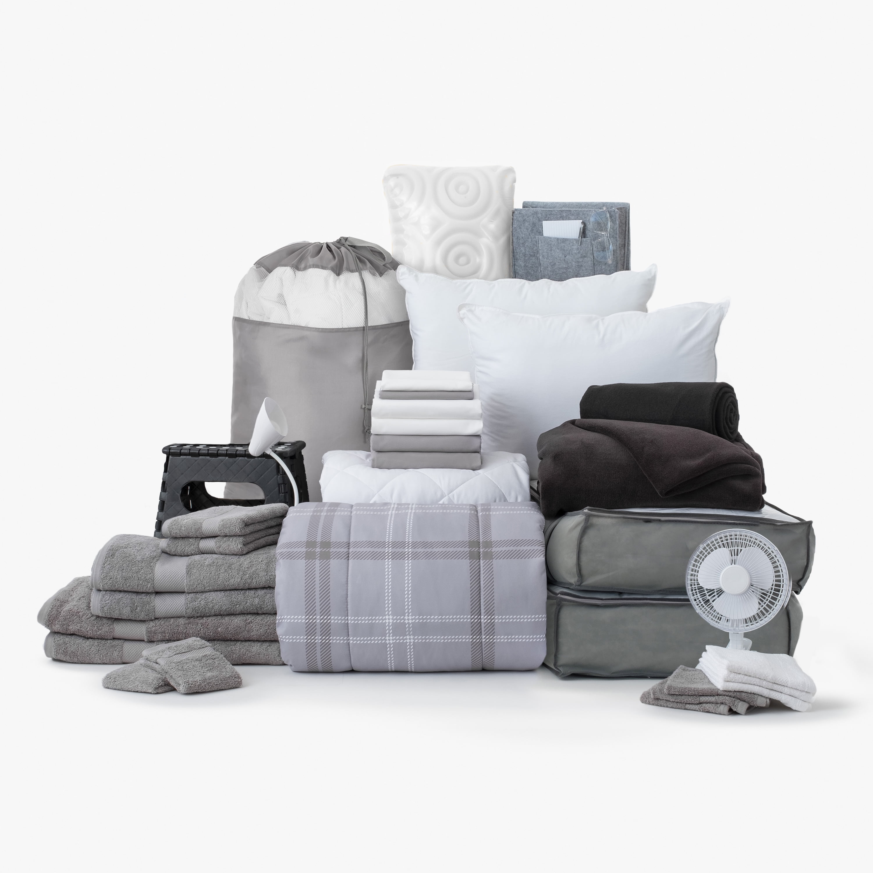 The Supreme Dorm Essentials Value Pack in David Gray, 34-Piece College ...