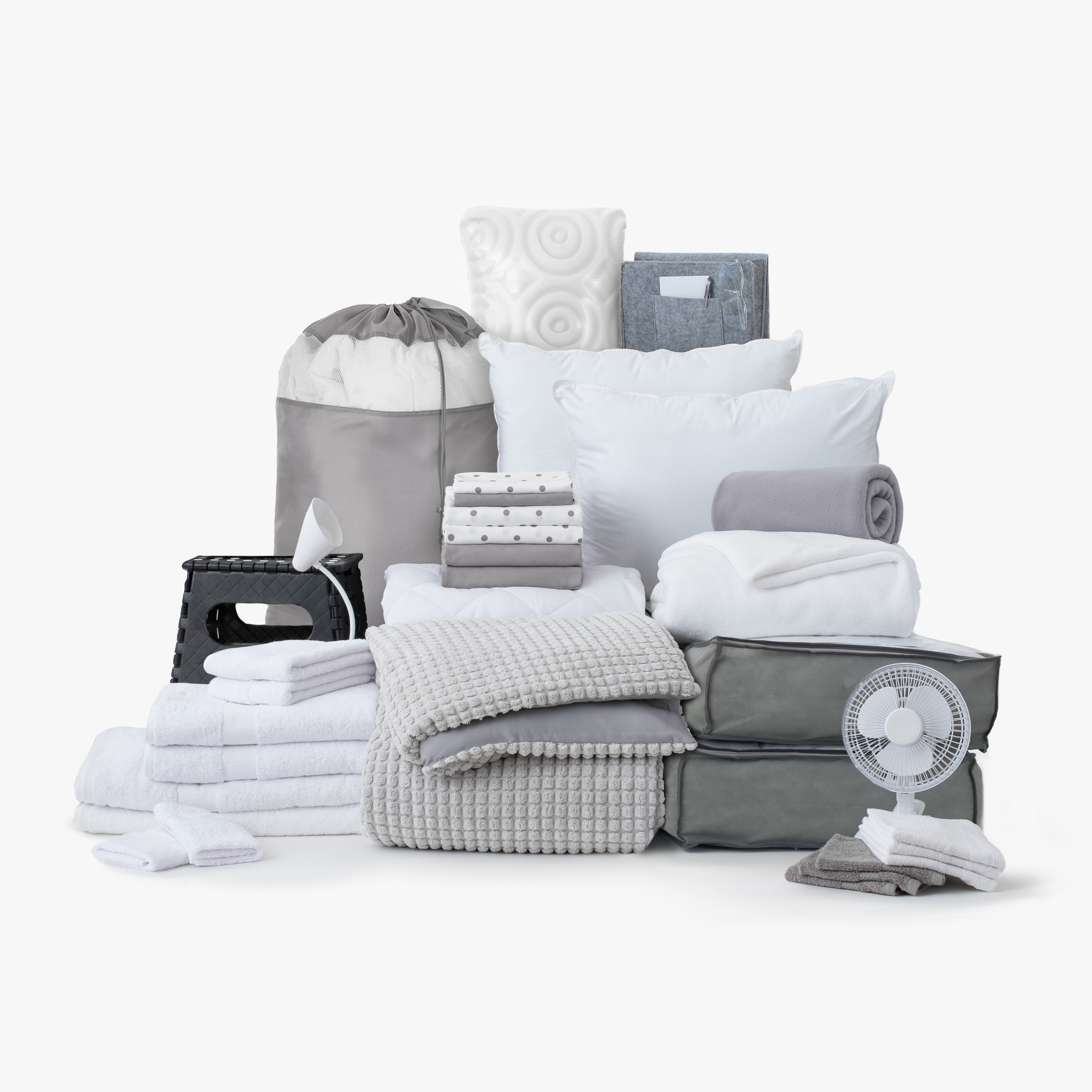 The Supreme Dorm Essentials Value Pack in Jackie Gray, 34-Piece College ...