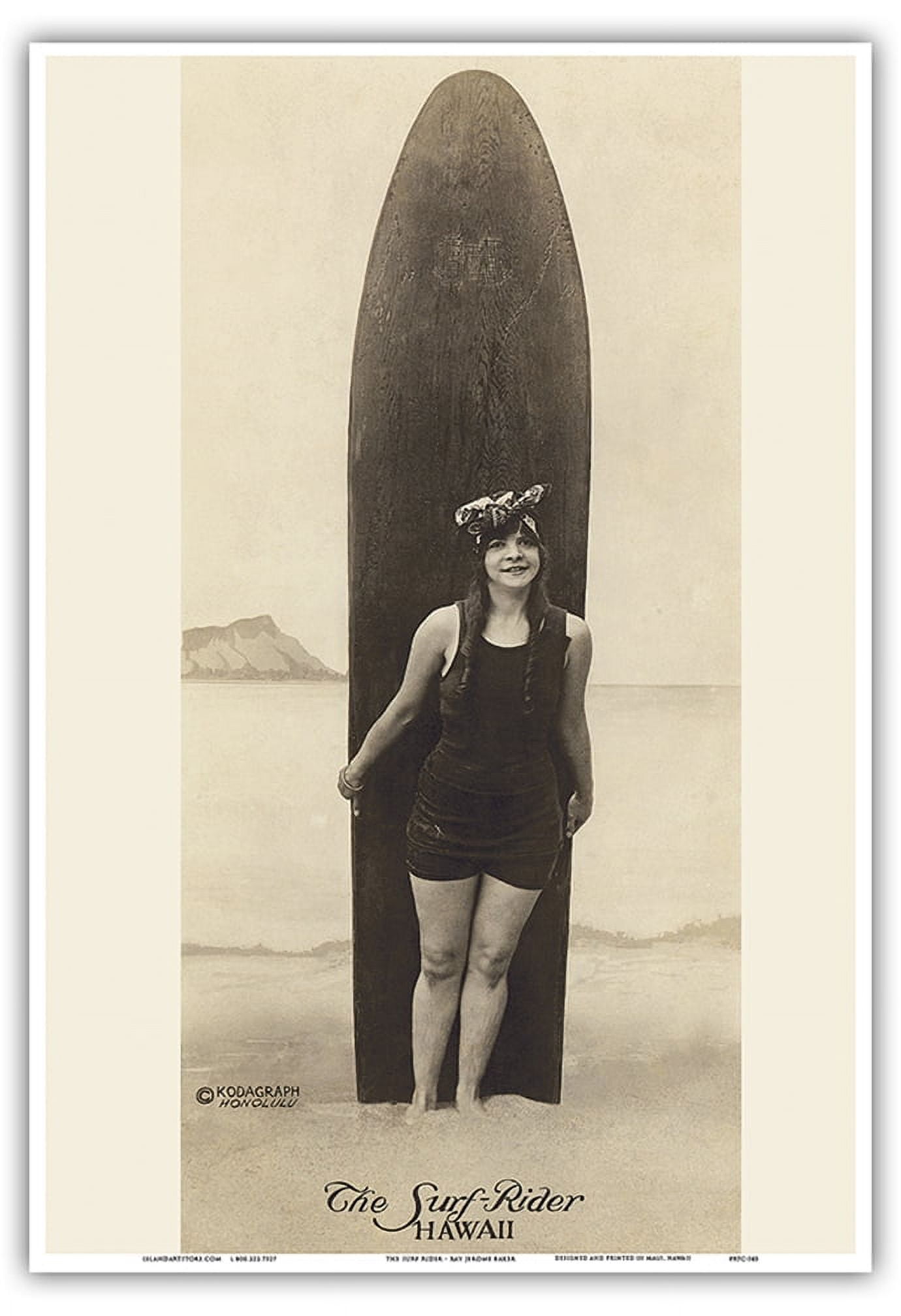 The Surf-Rider Hawaii - Bathing Beauty with Surfboard - Vintage B&W ...