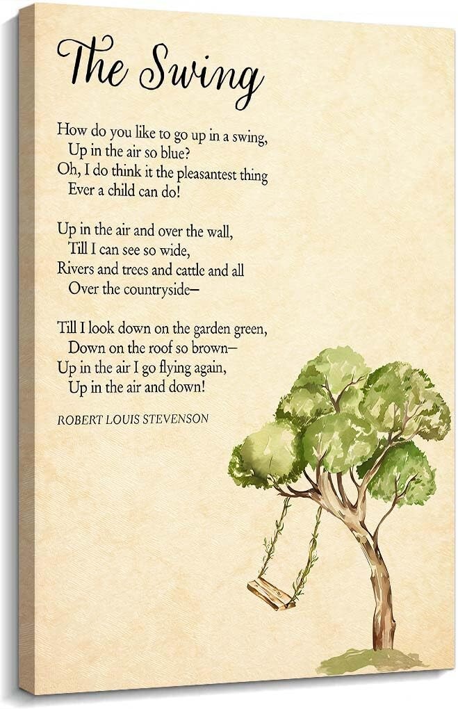 The Swing Poem poster Wall Art Poetry Literary Wall Art Bedroom Decor ...
