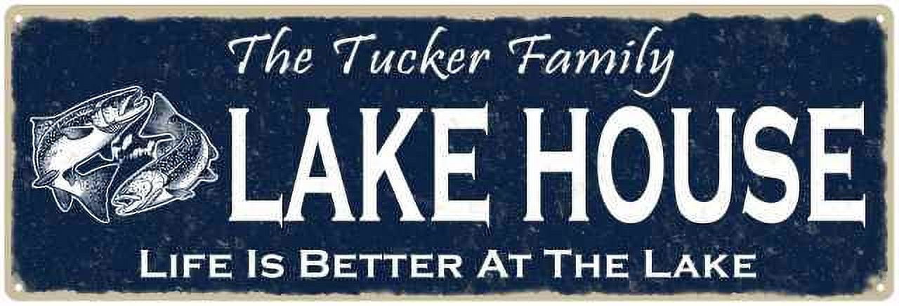 The TUCKER Family Lake House Sign 8x24 Metal Fishing Cabin Decor ...