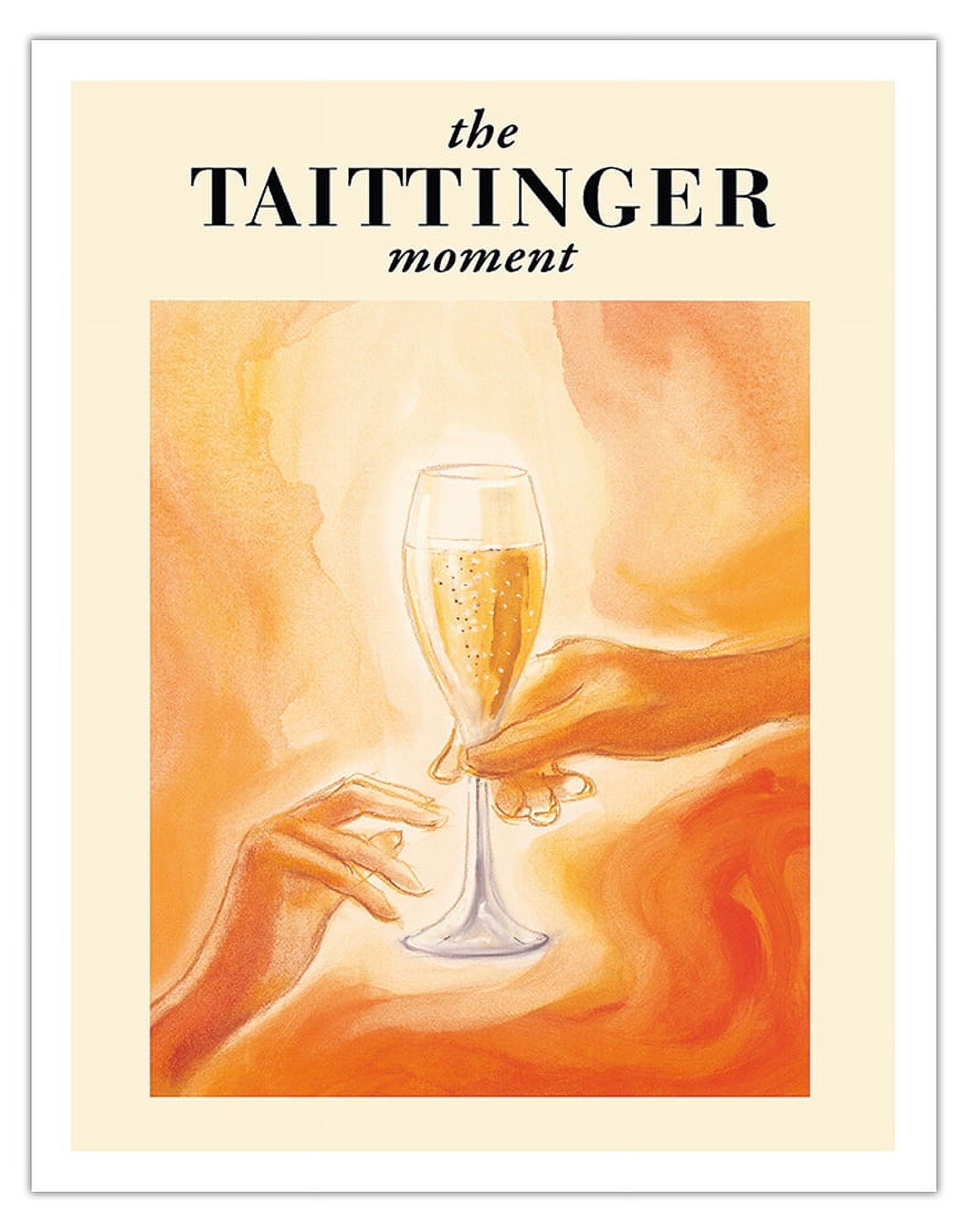The Taittinger Moment - Champagne Glass - Vintage Advertising Poster c ...