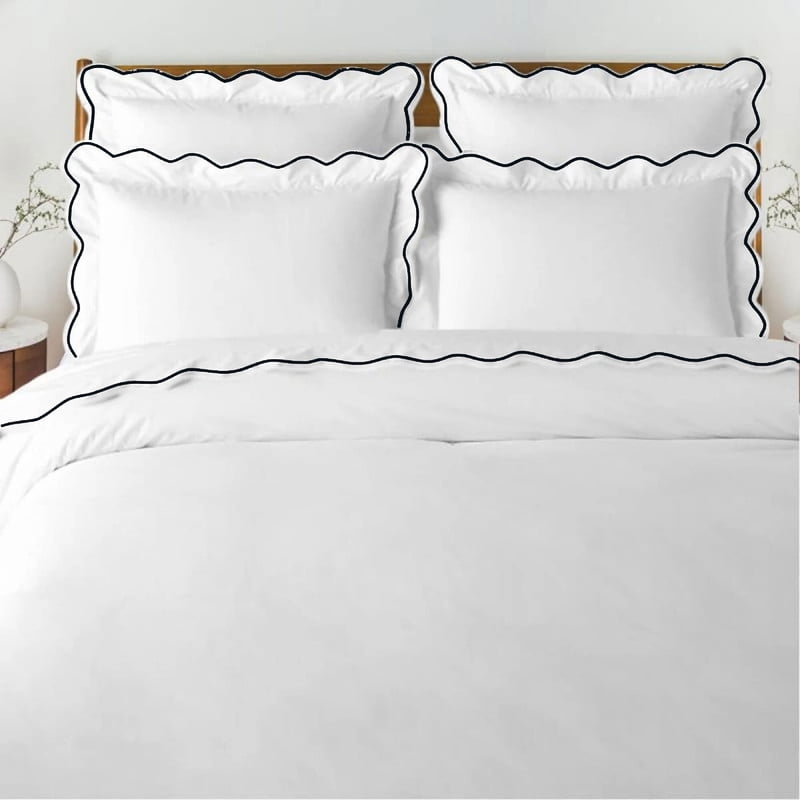 The Tangerine Store 2-Piece Waves Linen Cotton Mix Duvet Cover Set ...