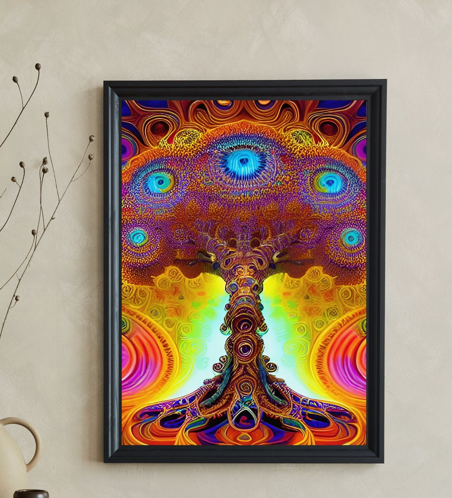The Technicolor Tangle - Psychedelic Tree Canvas Wall Art - Walmart.com