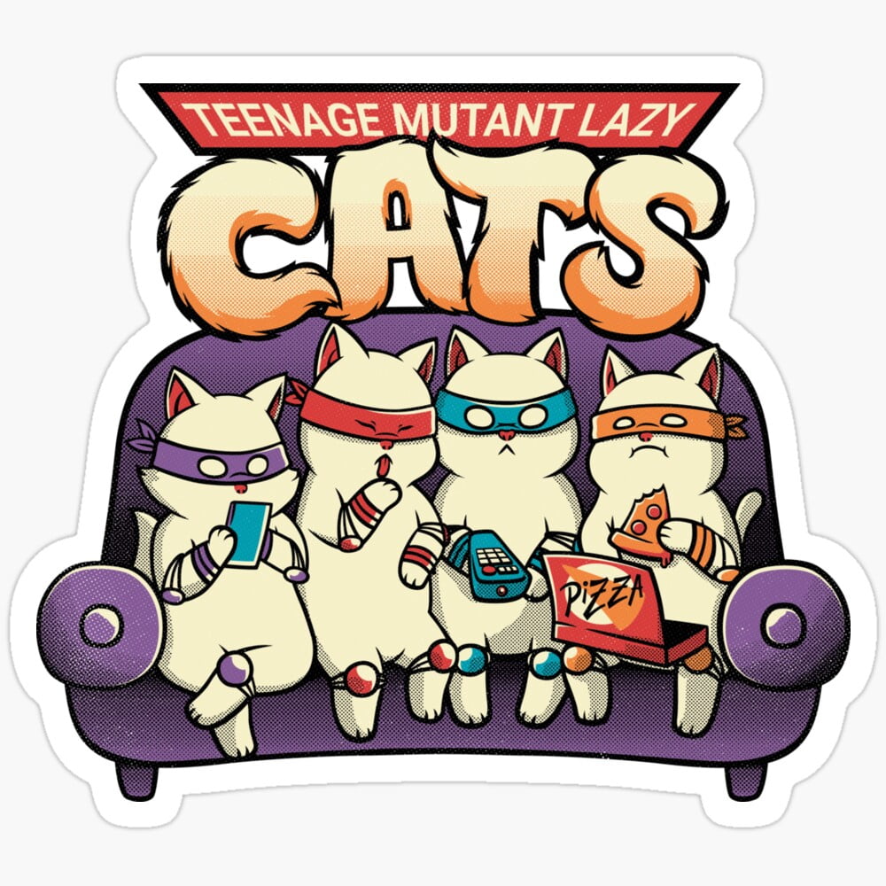 The Teenage Mutant Lazy Cats Sticker Phone Decal Water Bottle Stickers ...