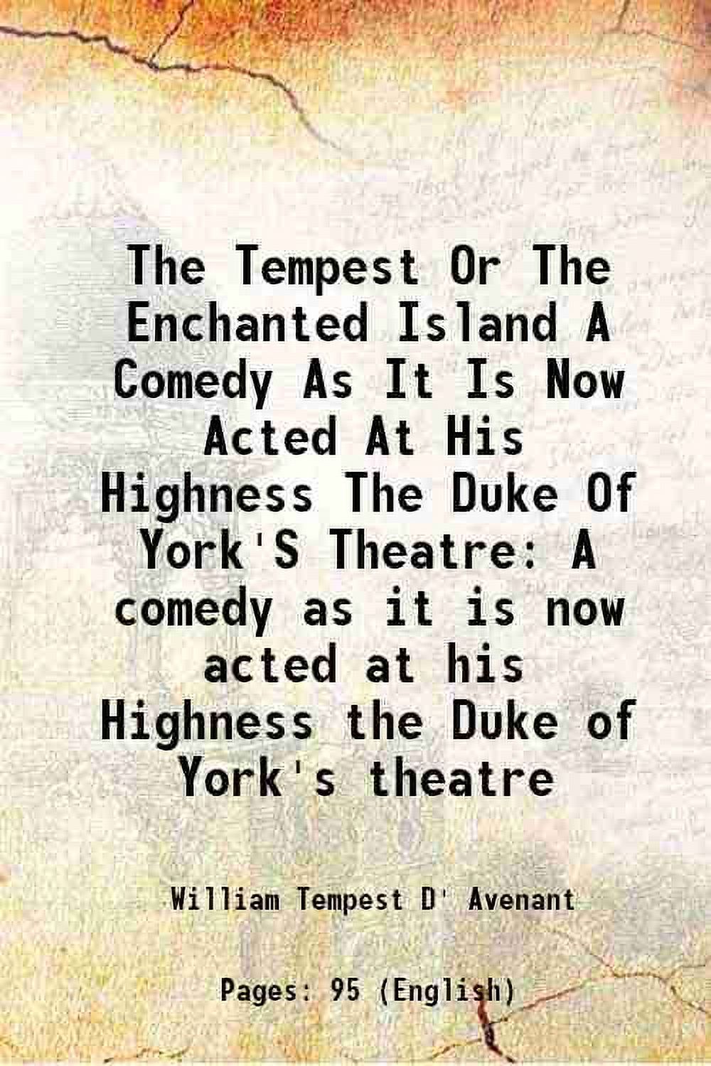 The Tempest Or The Enchanted Island A Comedy As It Is Now Acted At His ...