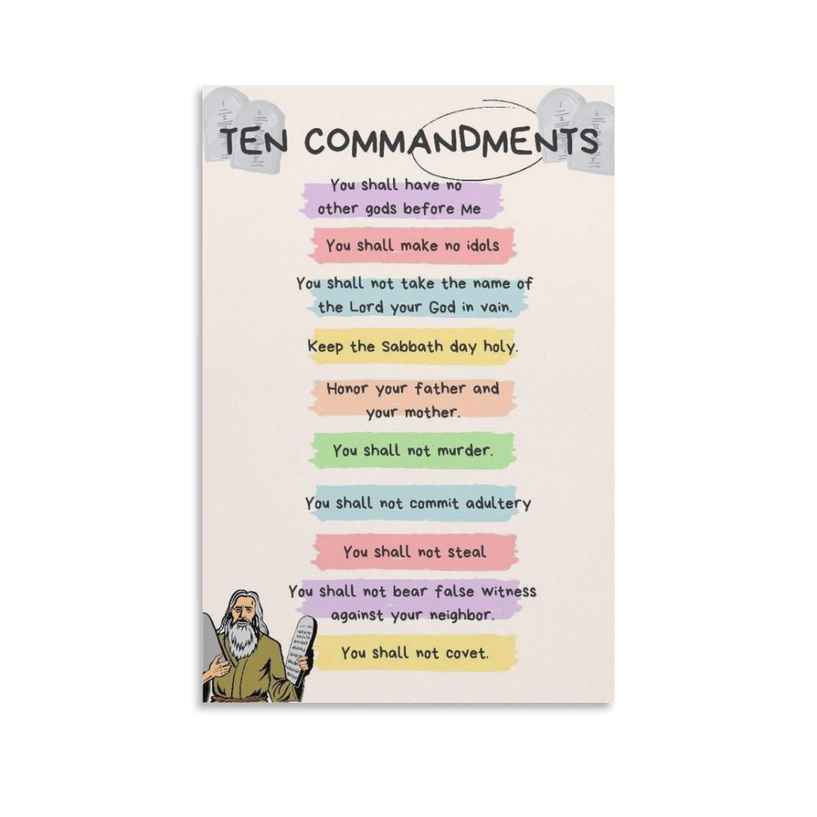 The Ten Commandments 2 Artworks Picture Print Poster Wall Art Painting ...