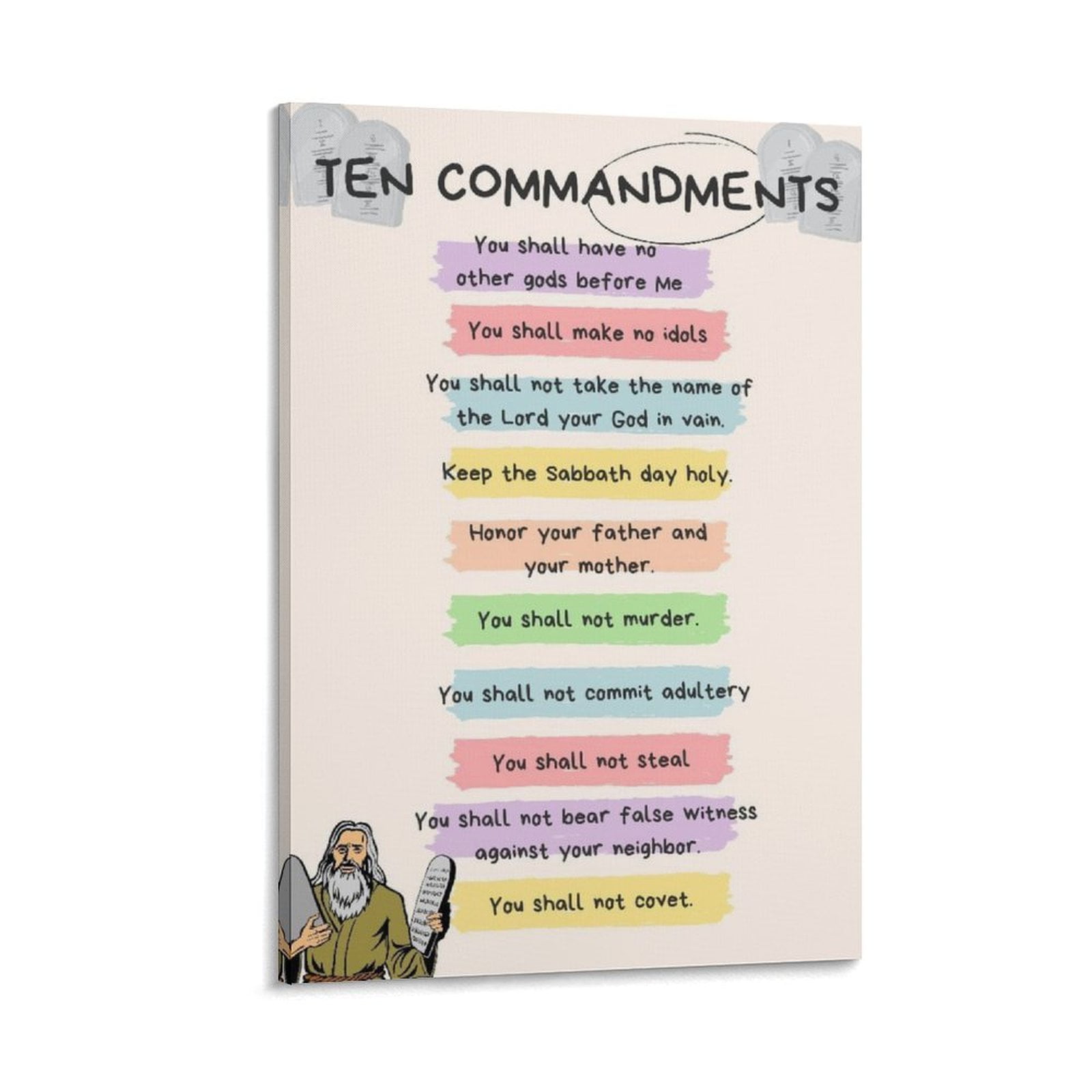 The Ten Commandments 2 Home Decor Poster Wall Art Hanging Picture Print ...
