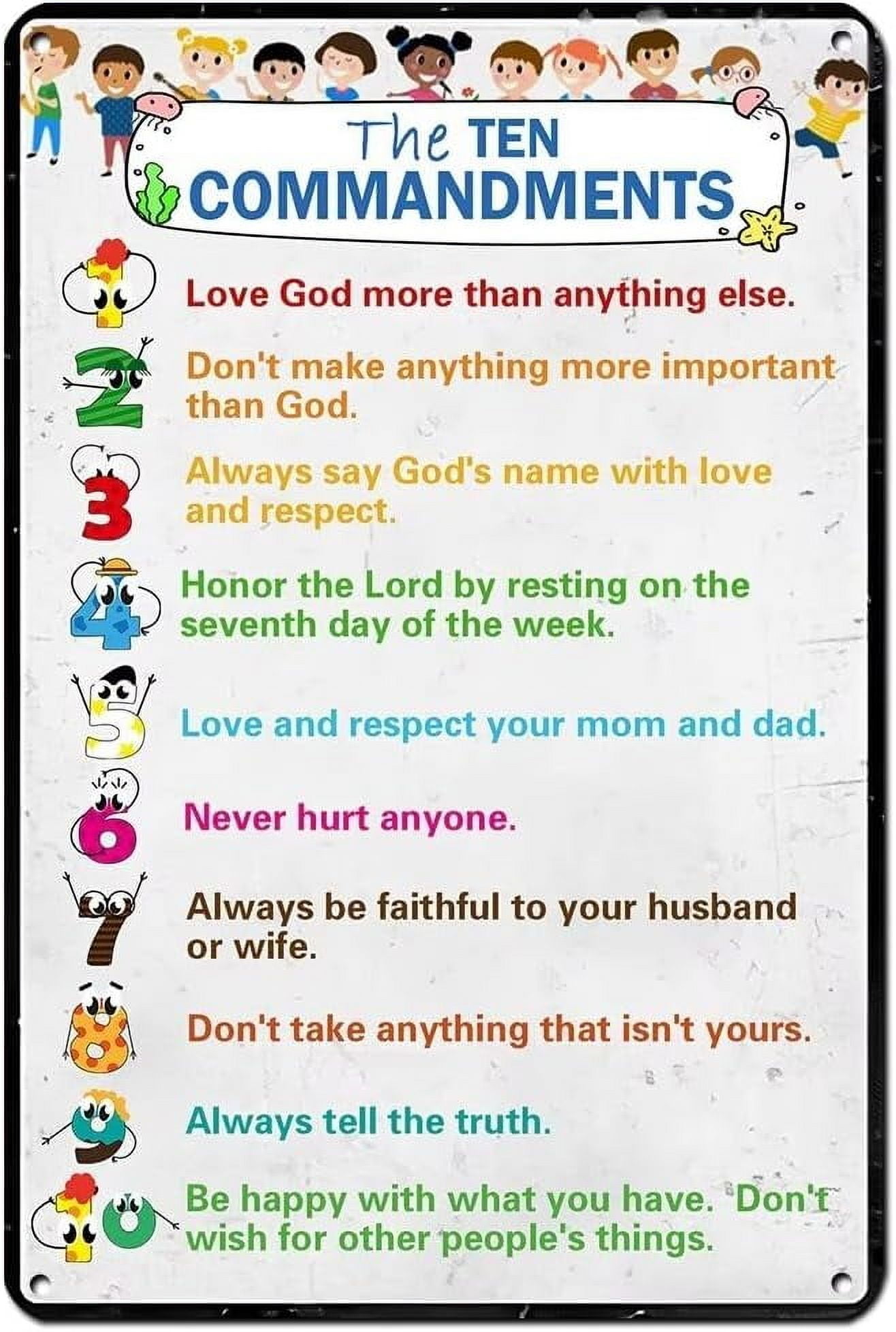 The Ten Commandments Chart Wall Decor Metal Tin Sign,Religious Bible ...