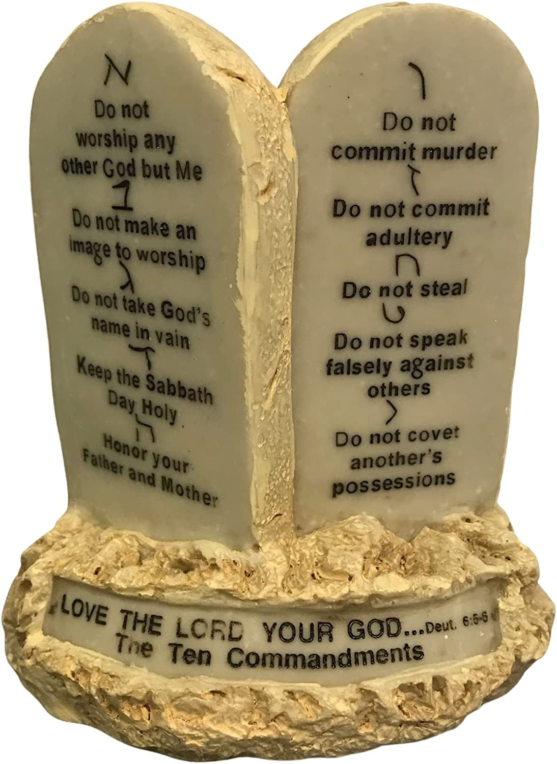 The Ten Commandments Decor Stone Statue with Scripture - 4.2 Inches ...
