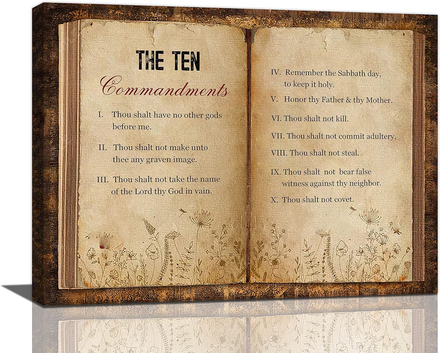 The Ten Commandments Decor Wall Art 10 Commandments Bible Verse ...