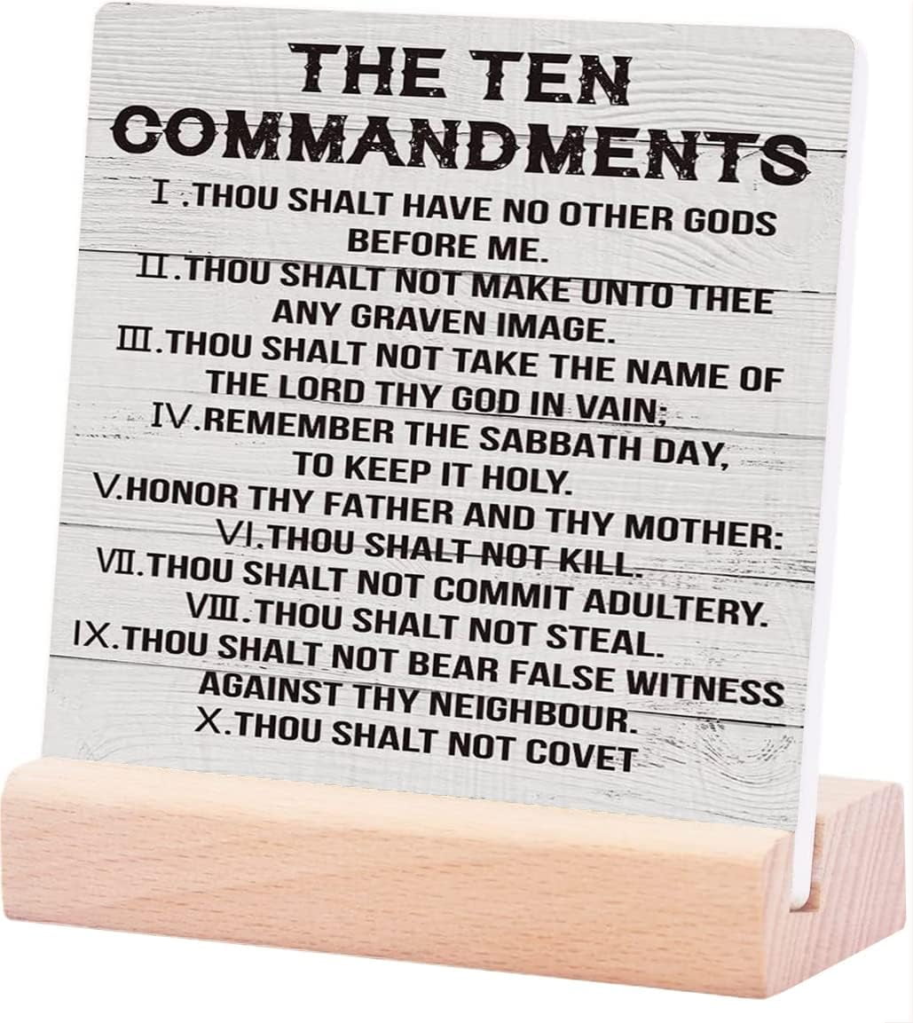The Ten Commandments Desk Plaque Sign Christian Ceramic Table Plaque ...