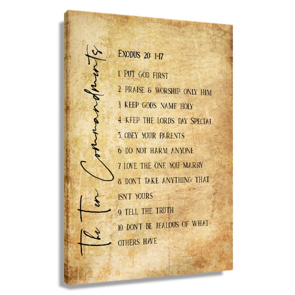 The Ten Commandments Exodus 20 1-17 Bible Quote Wall Art Scripture ...