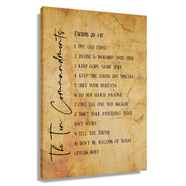The Ten Commandments Exodus 20 1-17 Bible Scripture Wall Art Bible ...