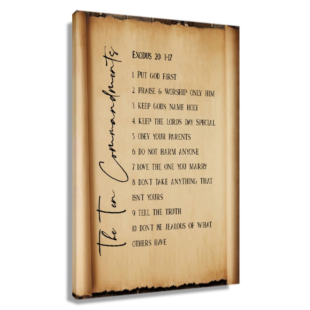 The Ten Commandments Exodus 20 1-17 Bible Verse Wall Art Vintage ...