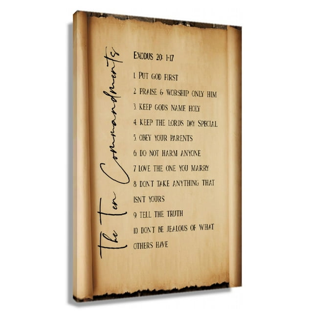 The Ten Commandments Exodus 20 1-17 Bible Verse Wall Art Vintage ...