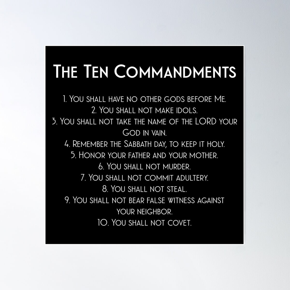 The Ten Commandments Of God In White Poster Wall Art, Modern Wall Decor ...