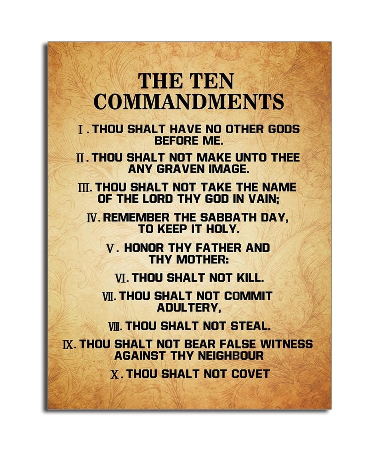 The Ten Commandments Poster, Christian Gift Idea with Bible Verse Wall ...