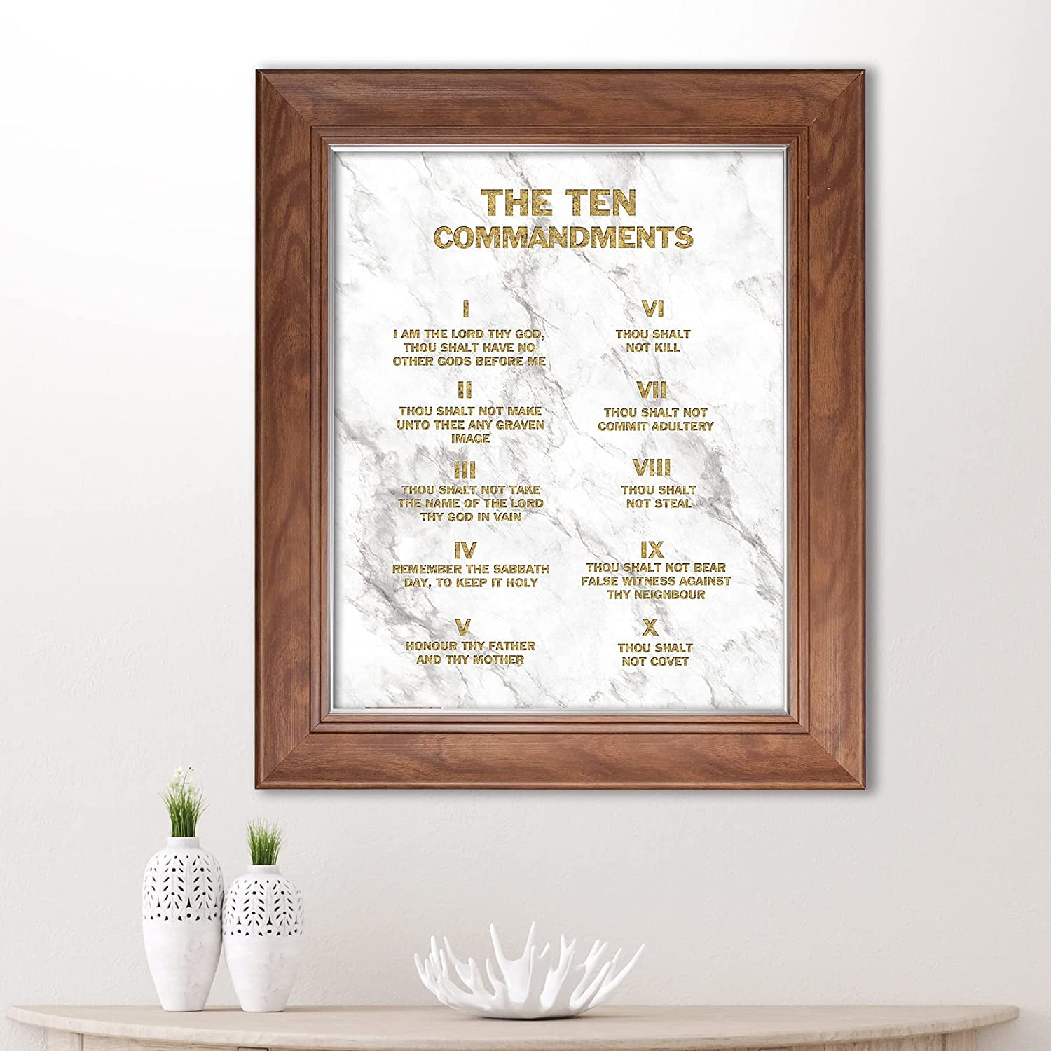 The Ten Commandments(White Texture) Framed Size:25.5x21.5 inches,Image ...