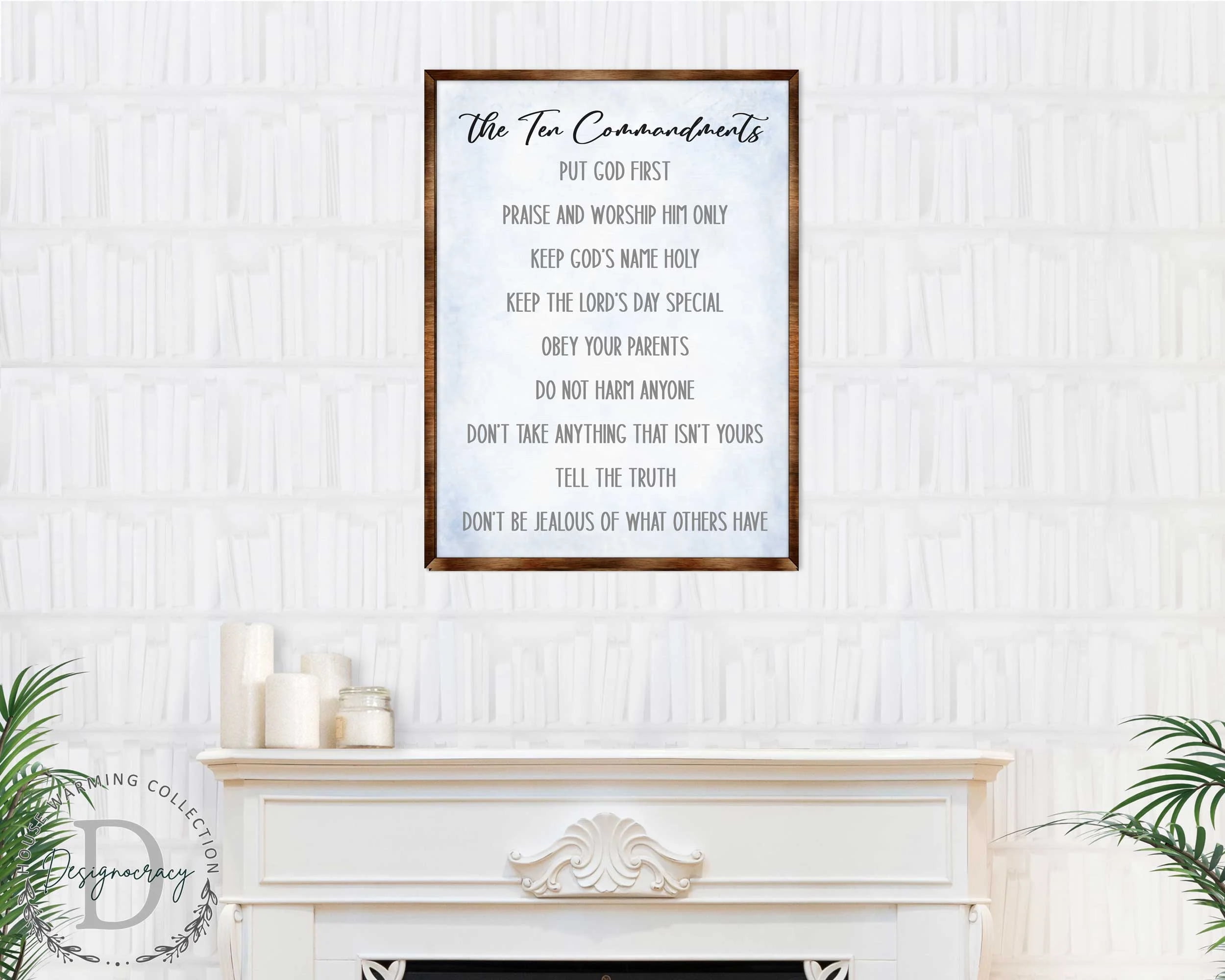 The Ten Commandments | Wooden Religious wall art | living room wall ...