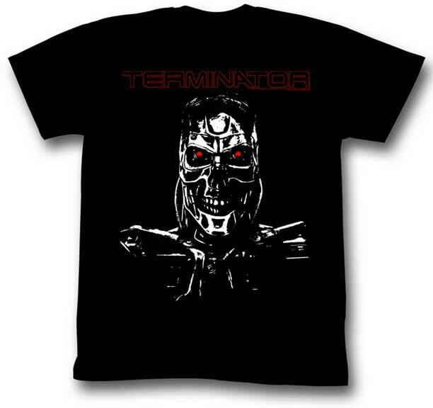 The Terminator 80's Movie Black & White T 800 Glowing Red Eyes Men's T ...