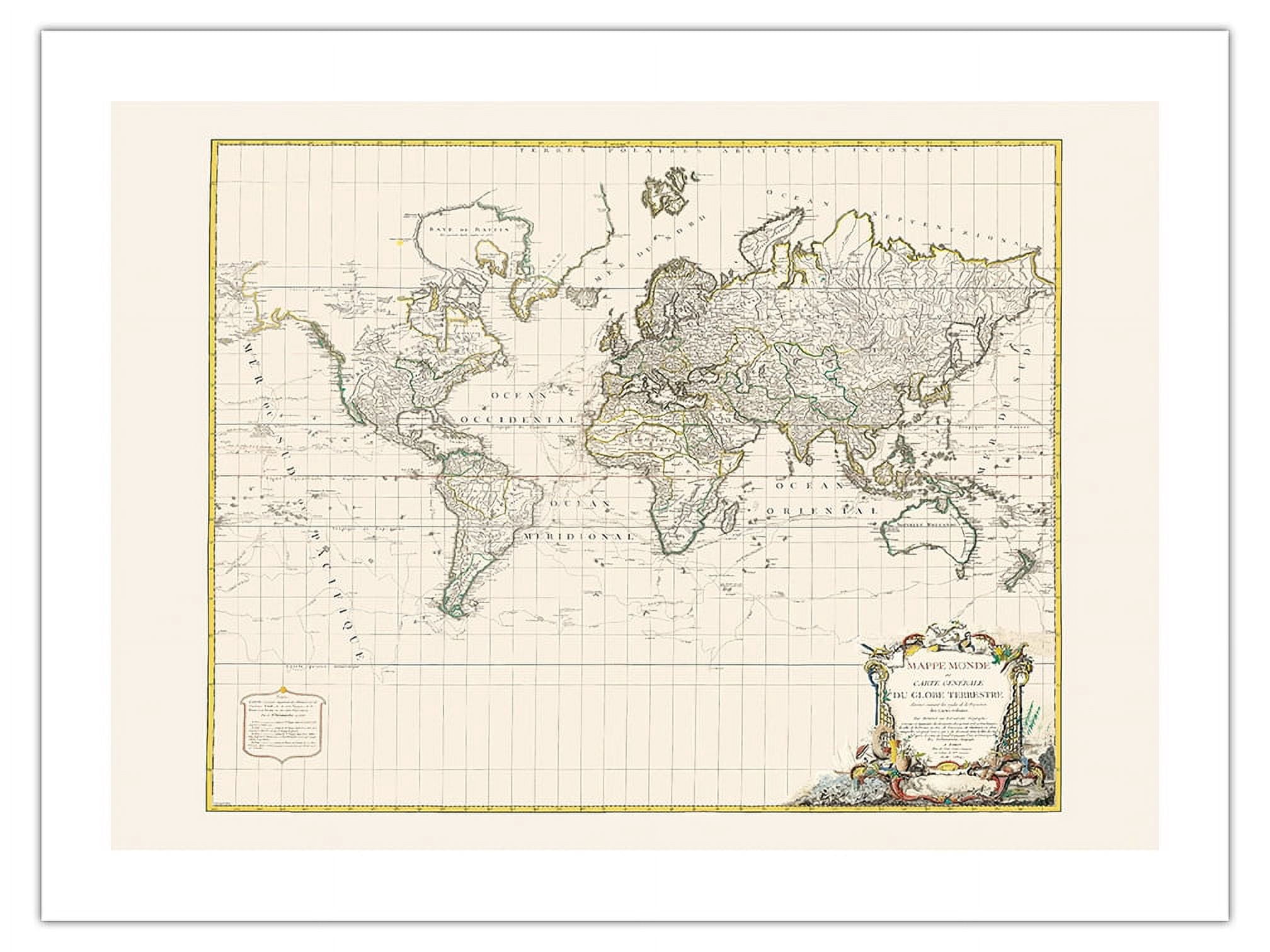 The Terrestrial Globe Map of the World - Vintage Map by Robert de ...