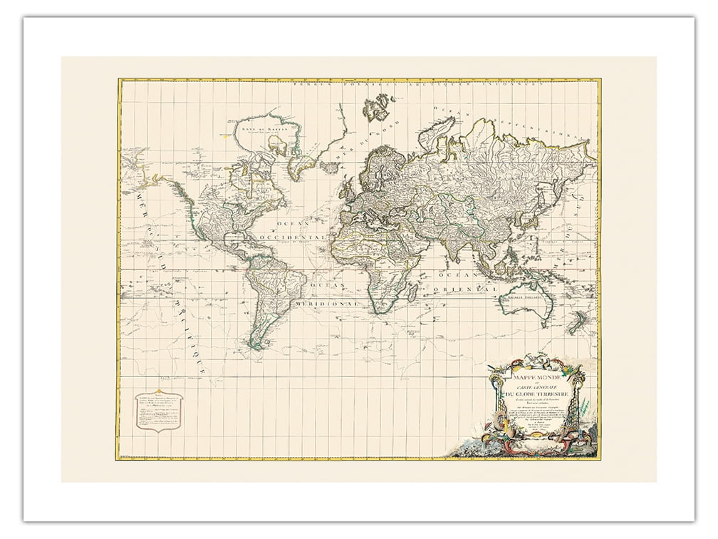 The Terrestrial Globe Map of the World - Vintage Map by Robert de ...