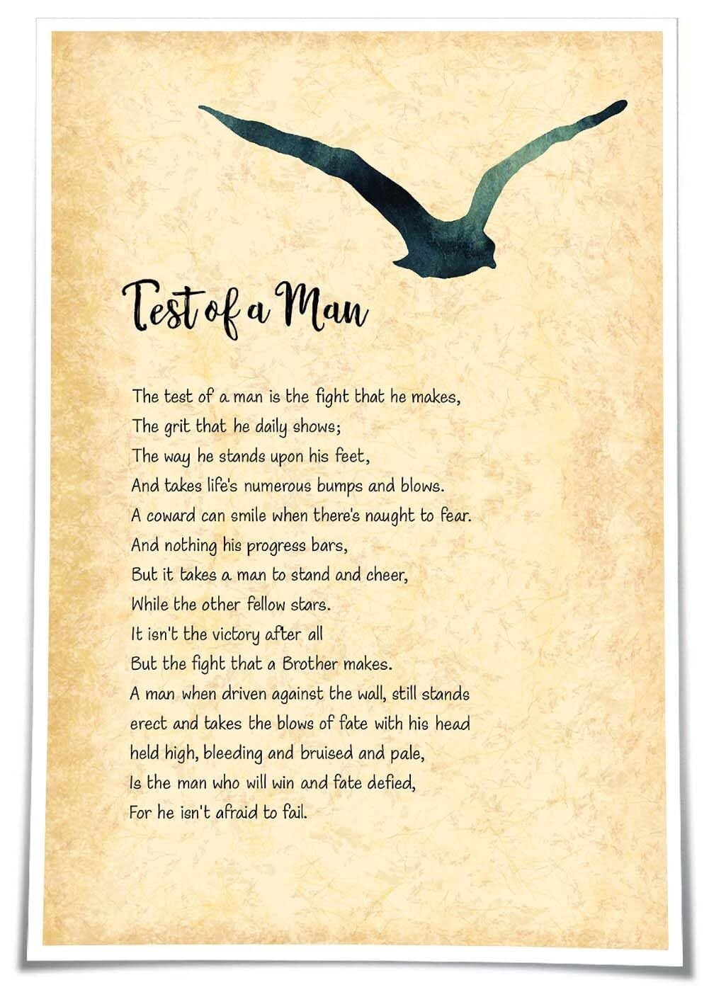 The Test of A Man Poem Wall Art Poetry Posters Art Deco Picture Canvas ...