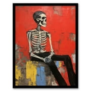 Red Skeleton Painting