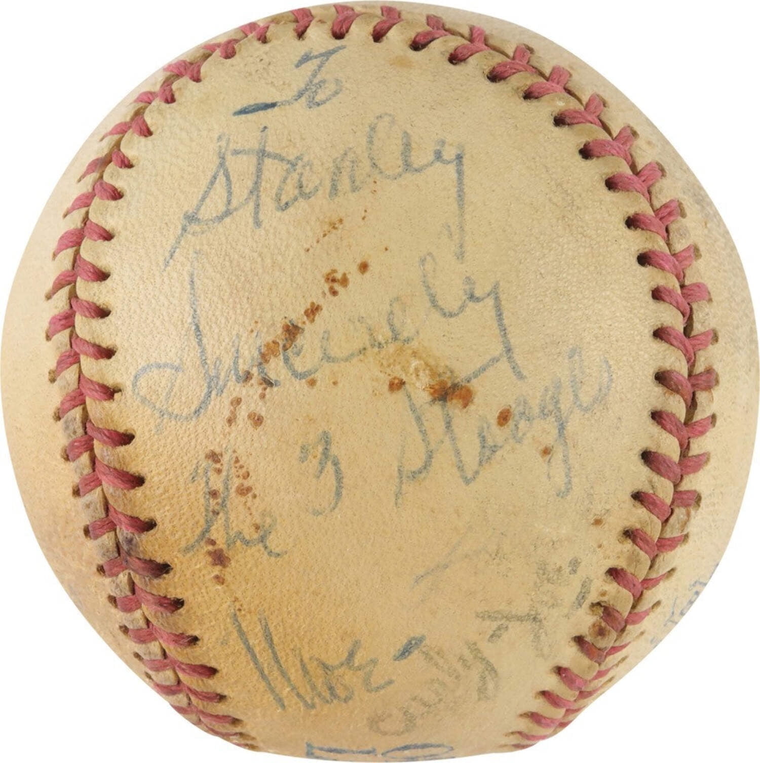 The Three 3 Stooges Signed Baseball Moe, Larry Curly Joe JSA Only One ...
