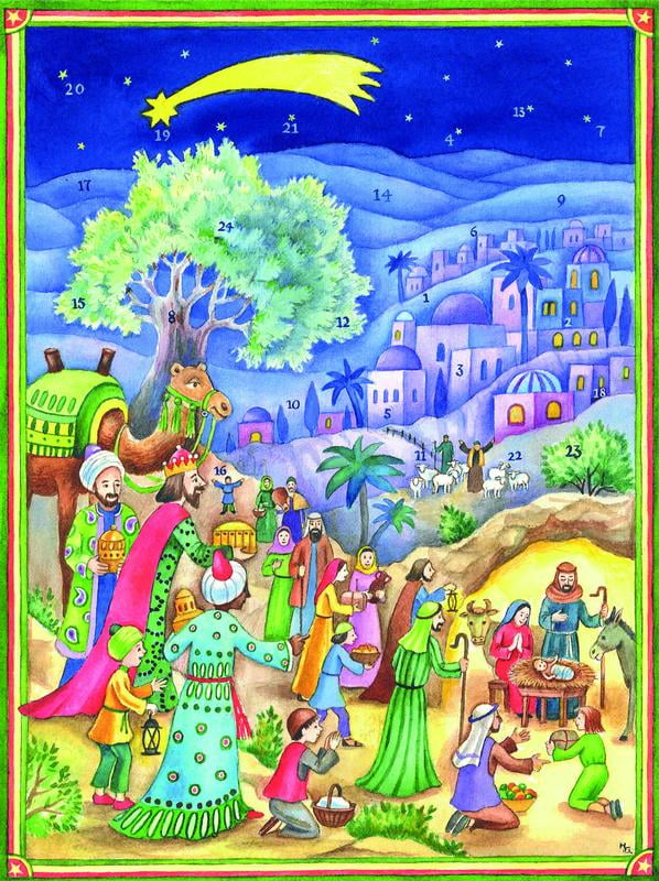 The Three Kings Before the Manger Nativity German Christmas Advent ...