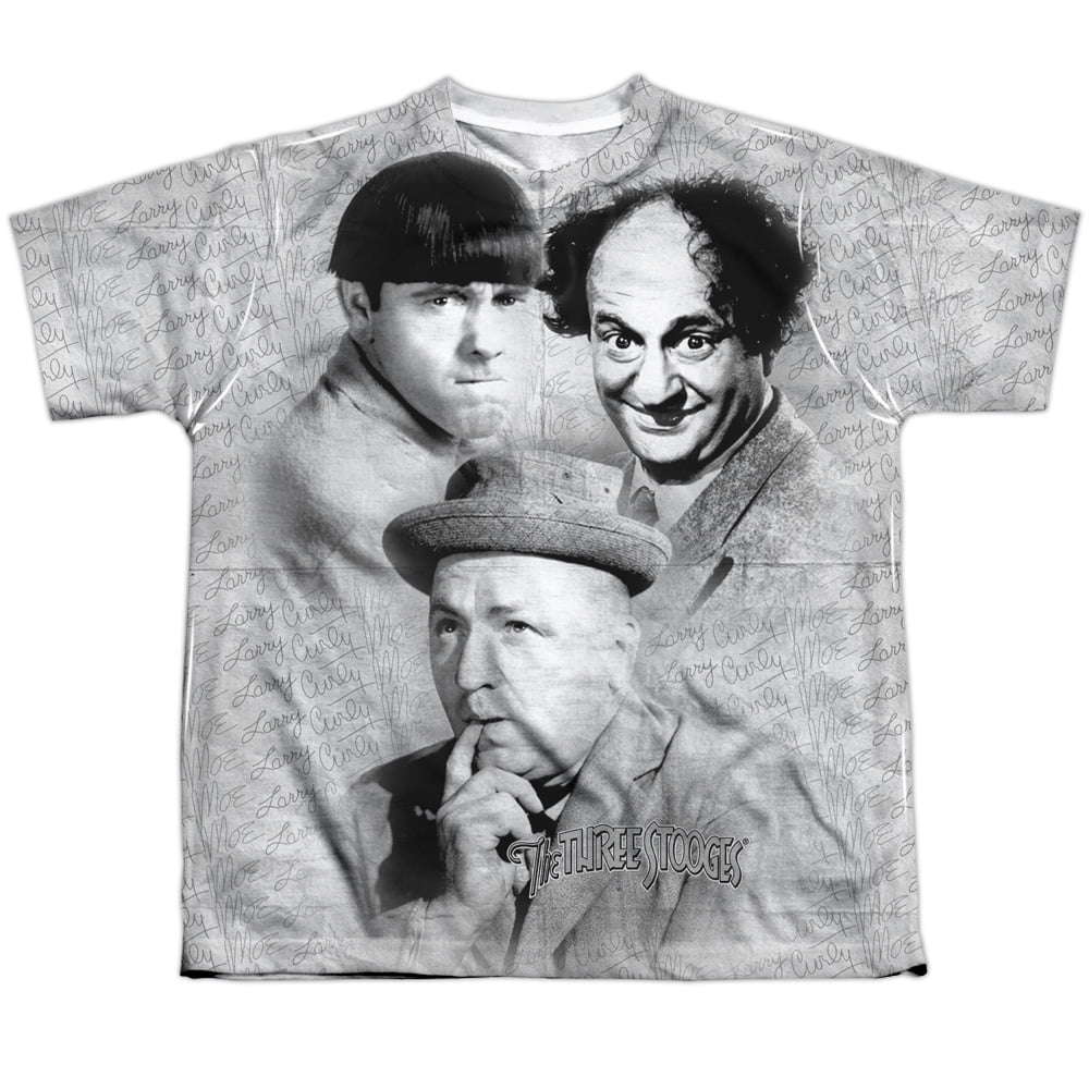 The Three Stooges Comedy Act Signatures Big Boys Front Print T-Shirt ...