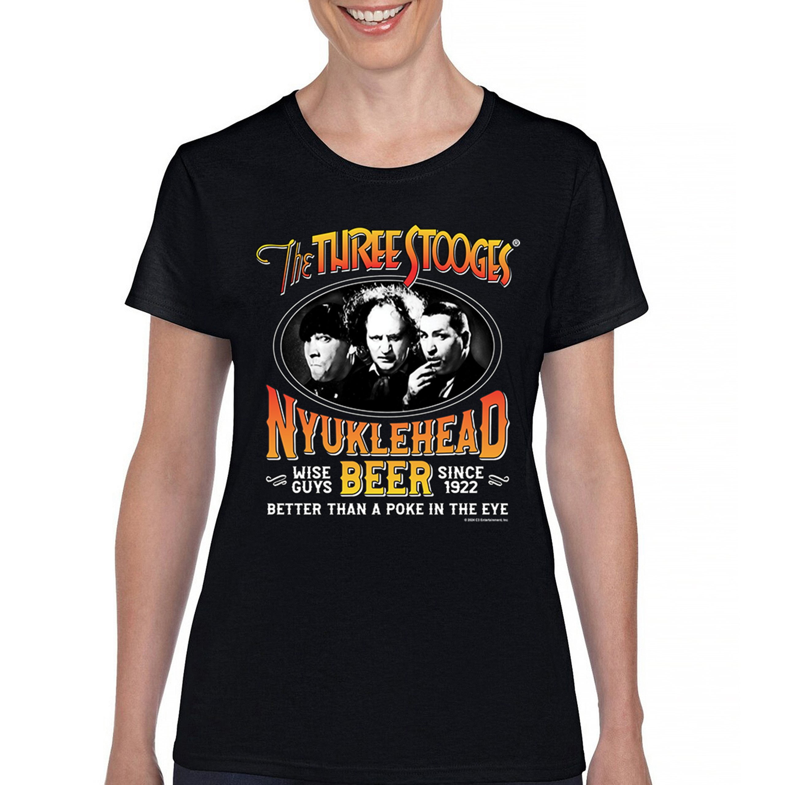 The Three Stooges Nyuklehead Beer T-Shirt Funny 3 Curly Howard Moe ...