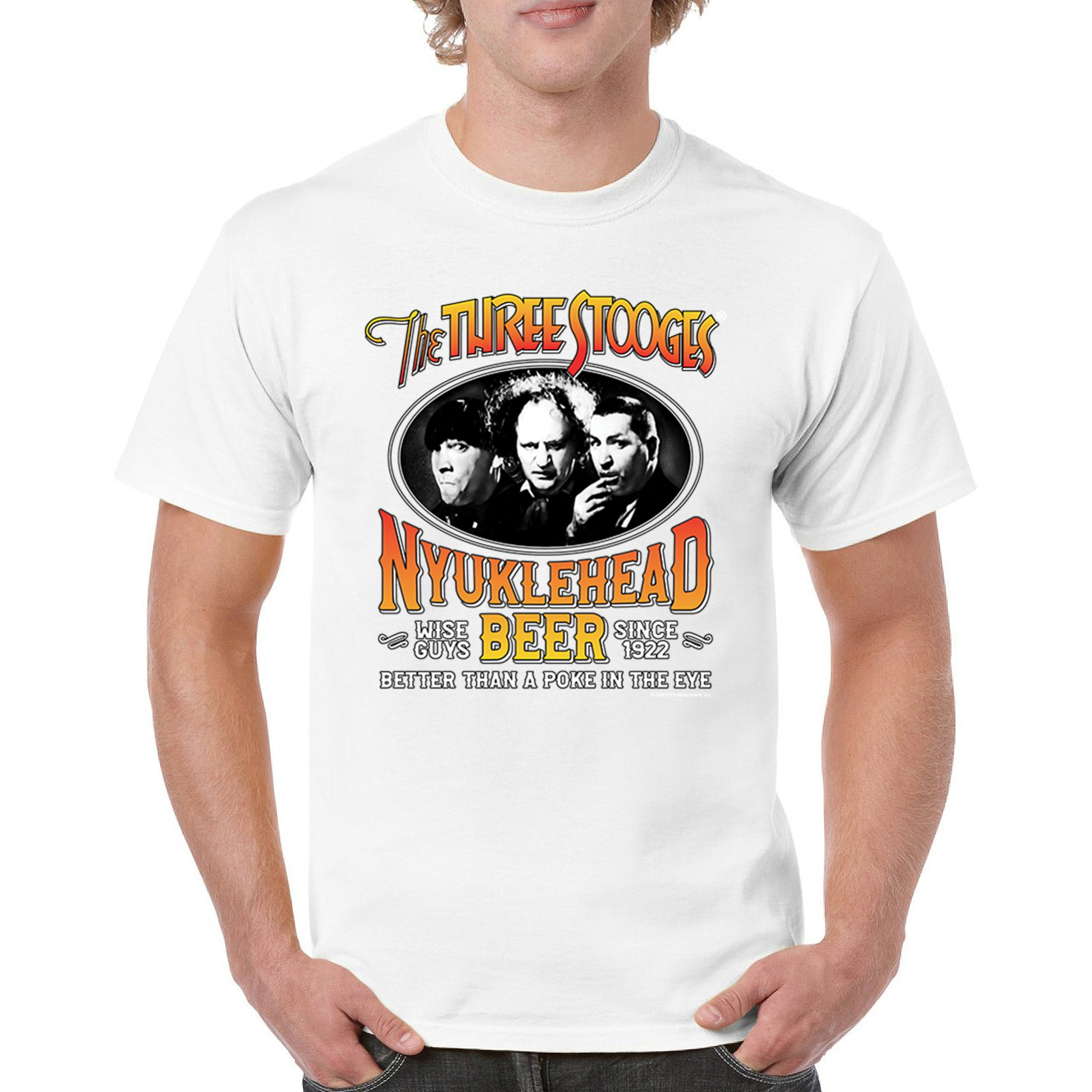 The Three Stooges Nyuklehead Beer T-shirt Funny 3 Curly Howard Moe ...