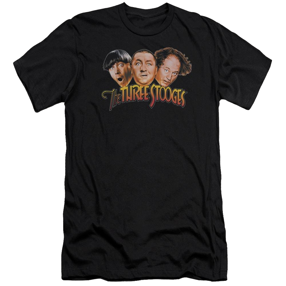 The Three Stooges Three Head Logo Men's Premium Slim Fit T-Shirt ...