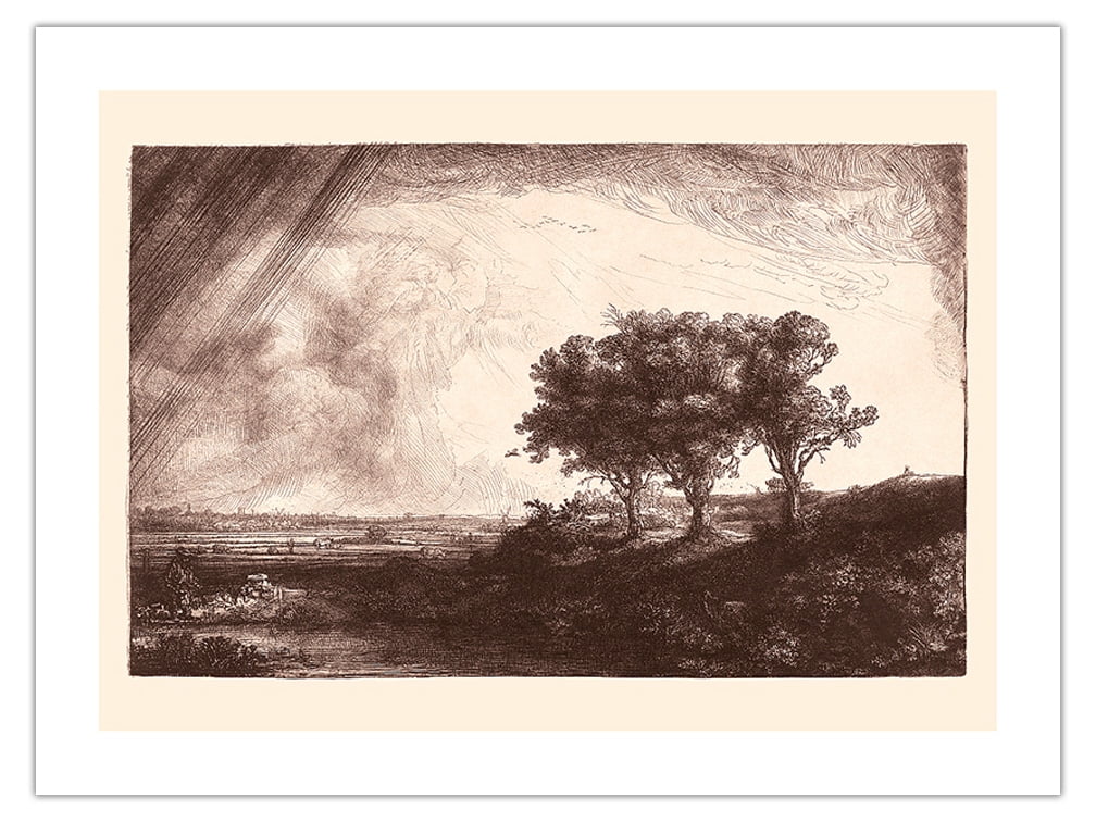 The Three Trees - From an Original Etching and Drypoint by Rembrandt c ...
