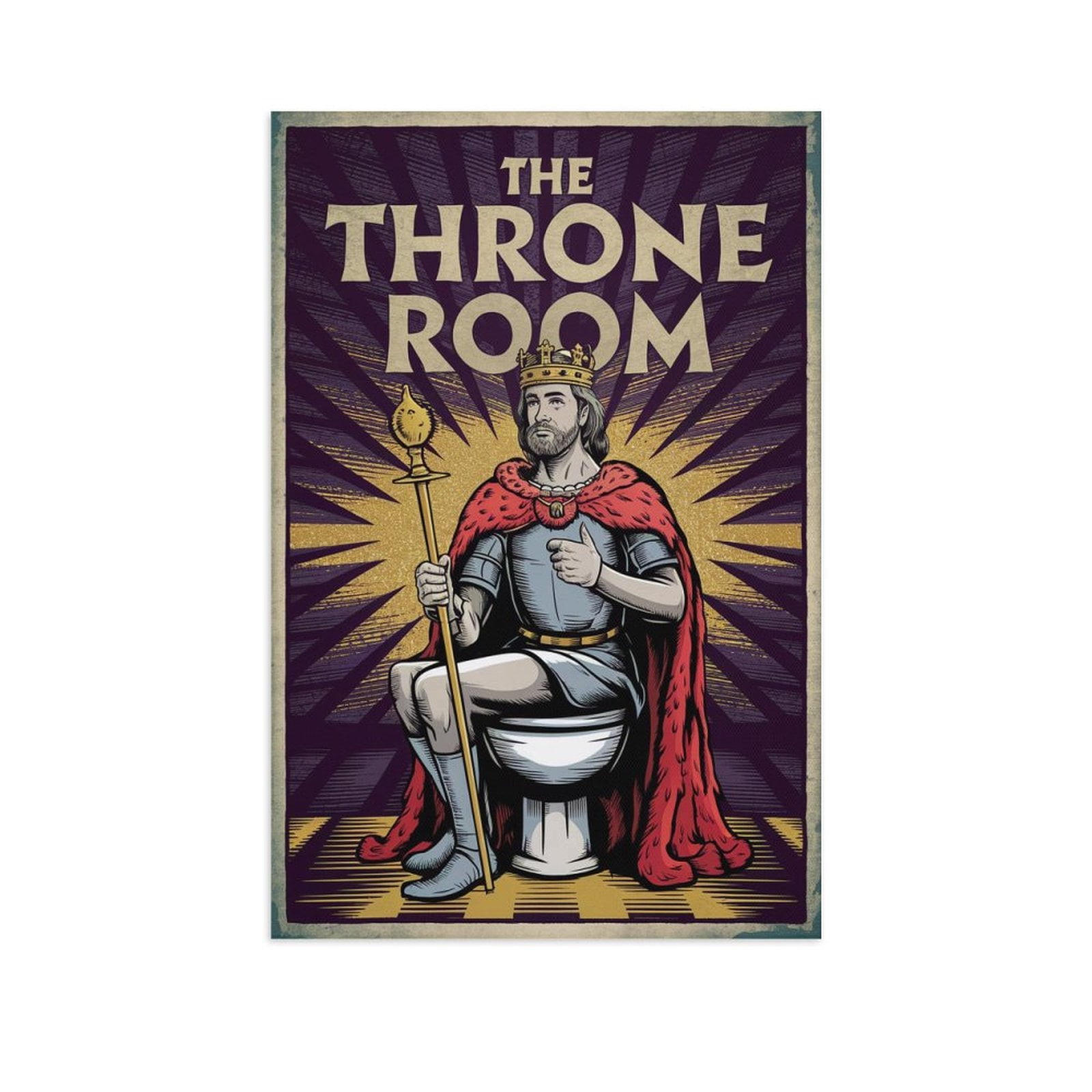 The Throne Room Retro Bathroom Poster Featuring Medieval King on Toilet ...