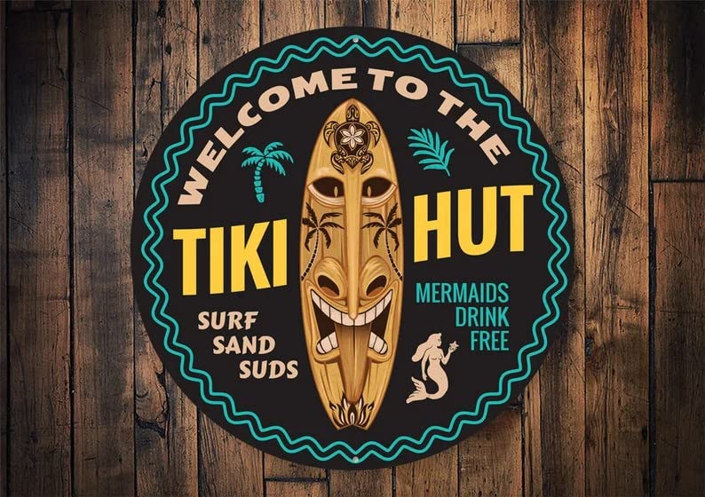 The Tiki Hut Tiki Hut Living Tiki Bar Sign Sign for Tiki Bar Lover ...
