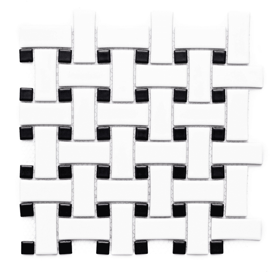 The Tile Life Ada Black/ White Porcelain Basketweave Mosaic Tile - 12 x ...