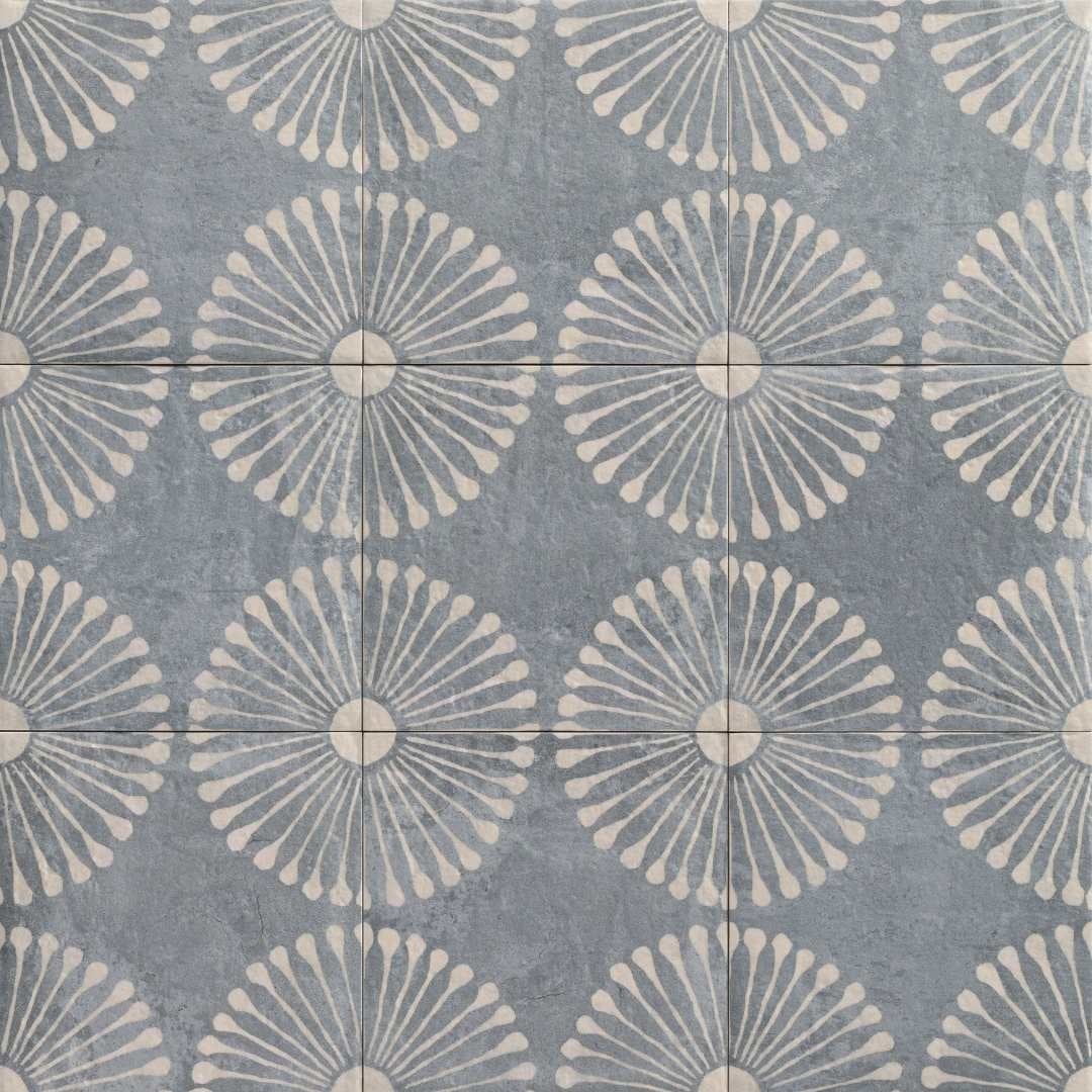 The Tile Life Amanecer Azul Porcelain Encaustic Tile Sample - 8 x 8 in ...