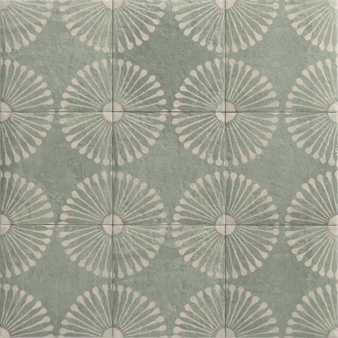 The Tile Life Amanecer Verde Porcelain Encaustic Tile - 8 x 8 in. - 25 ...