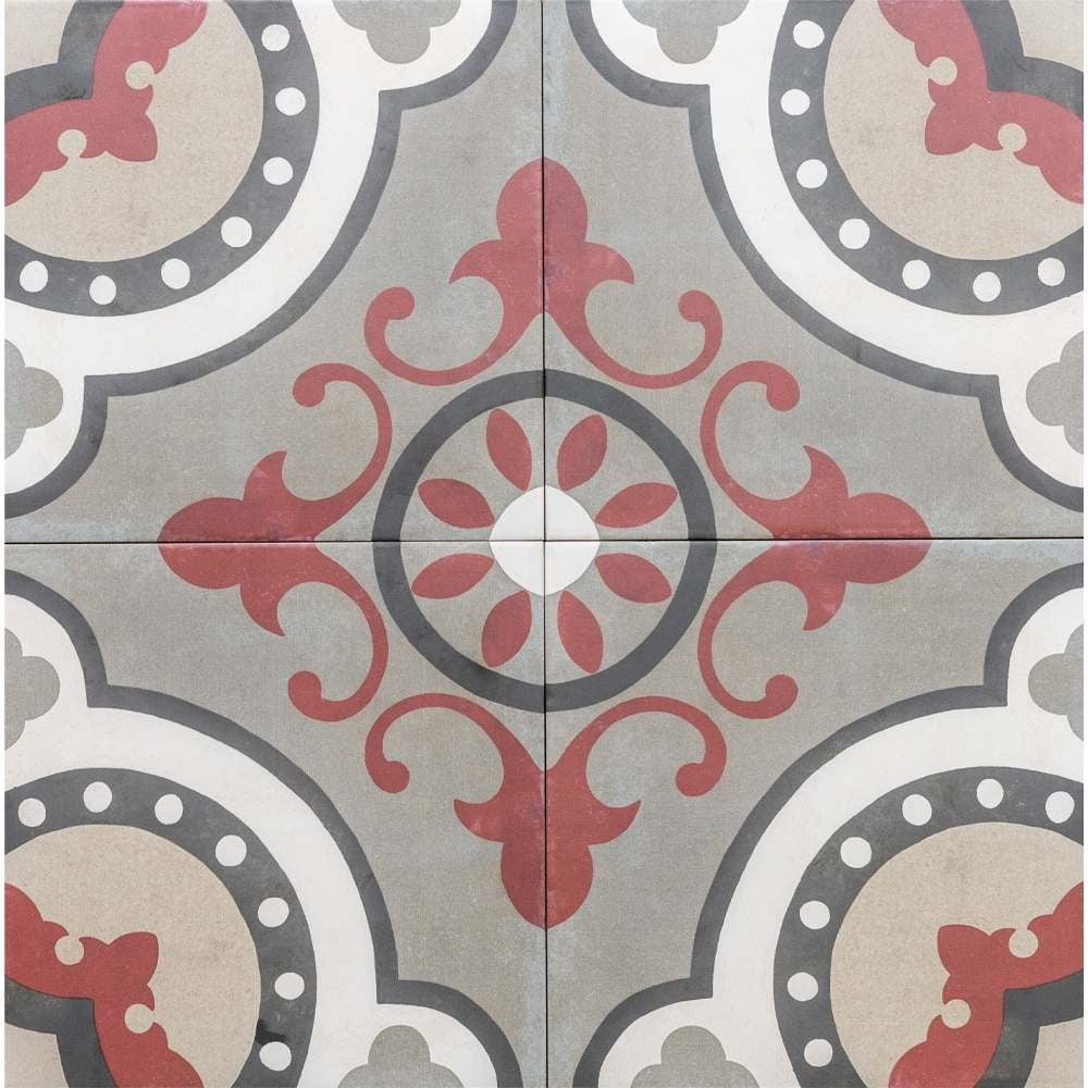 The Tile Life Art Deco Red 8" x 8" Porcelain Floor and Wall Tile, 25 ...
