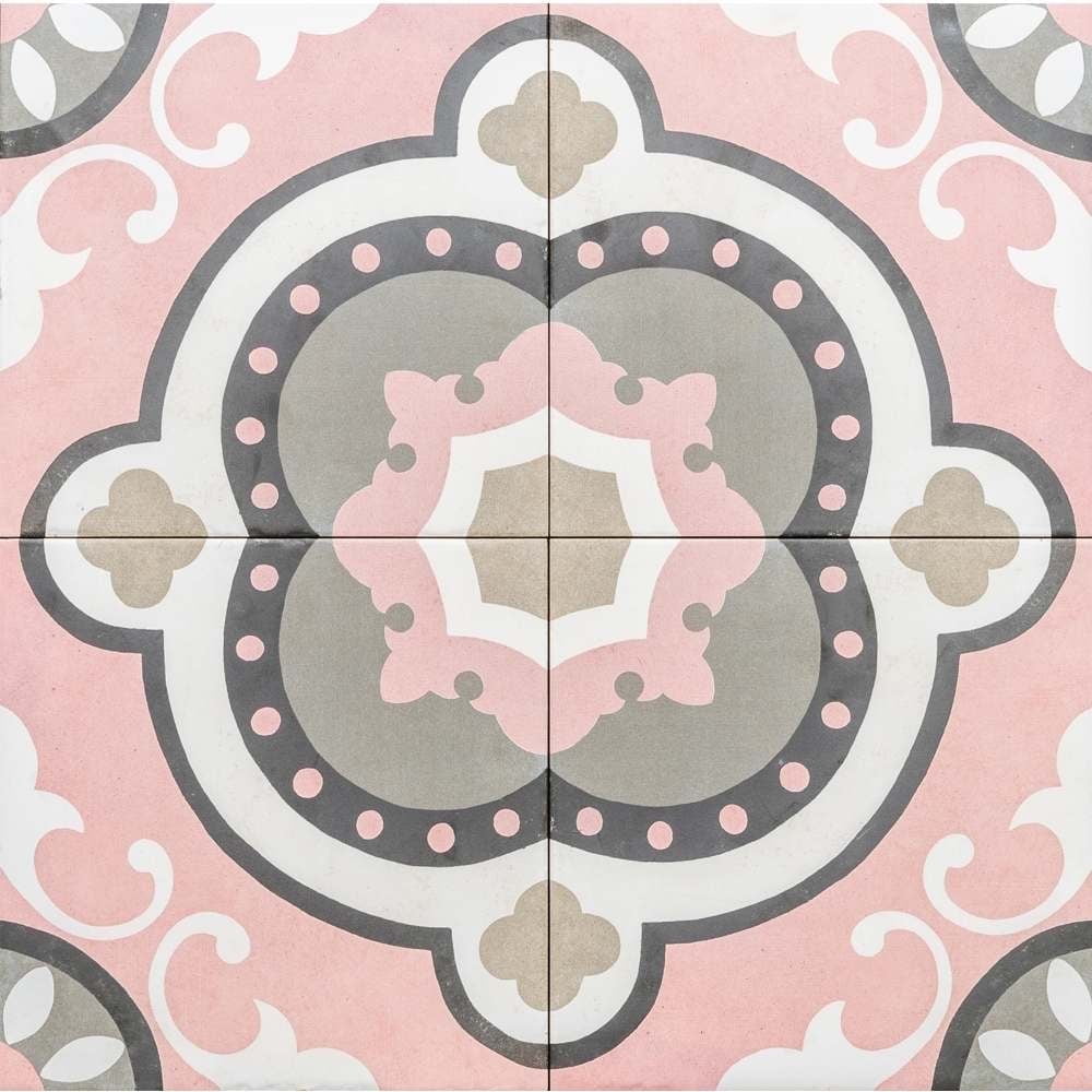 The Tile Life Art Deco Pink 8x8 Porcelain Floor and Wall Tile - 8x8 ...