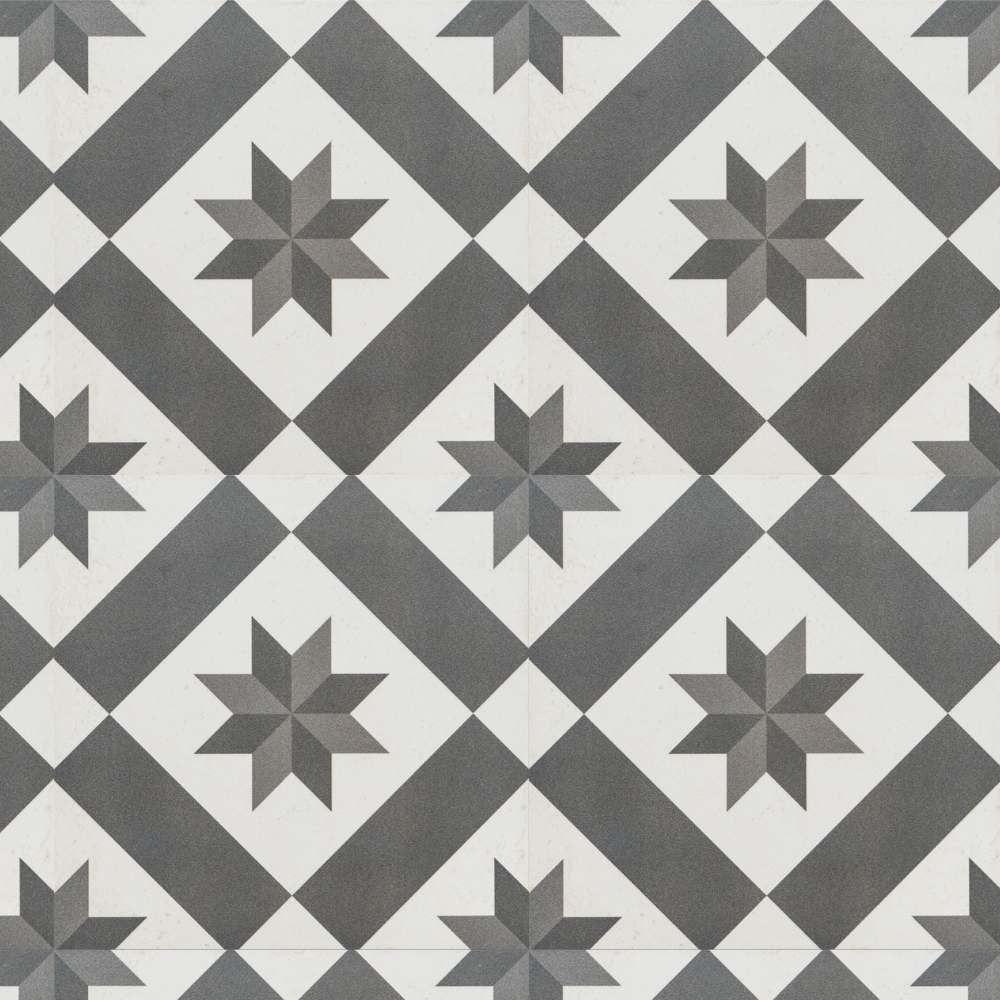 The Tile Life Astral Gray Star 10" x 10" Porcelain Floor and Wall Tile ...