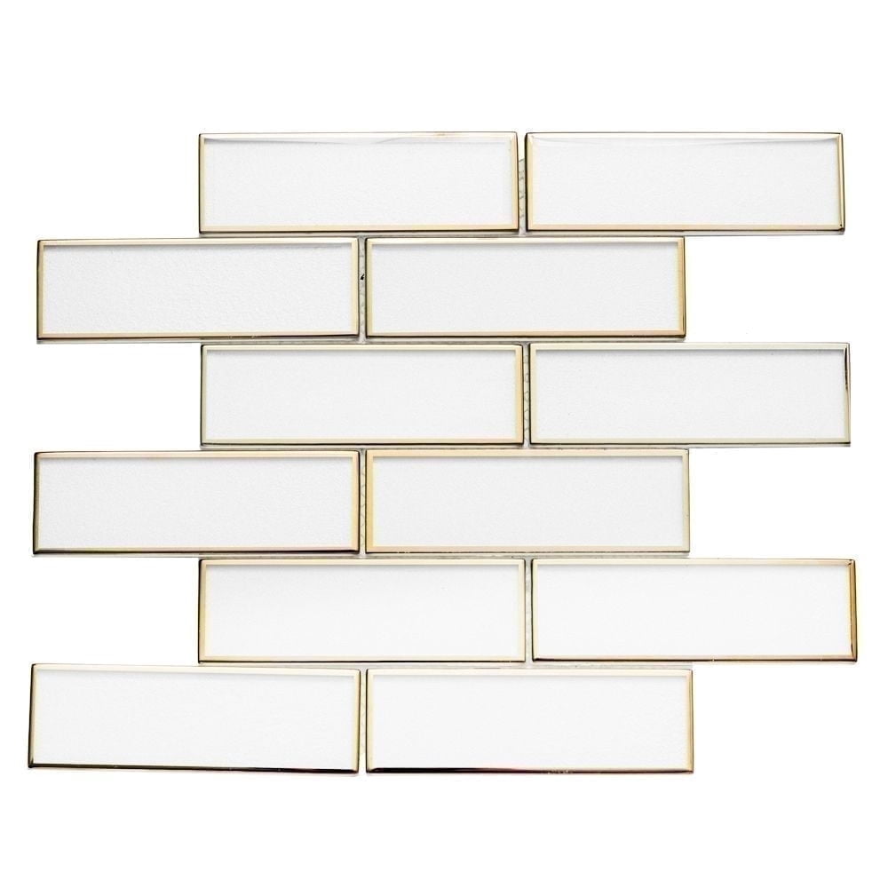 Tile Life Athena 12x12 Gold Brick Glass Mosaic Wall Tile, 1 Sq. ft ...