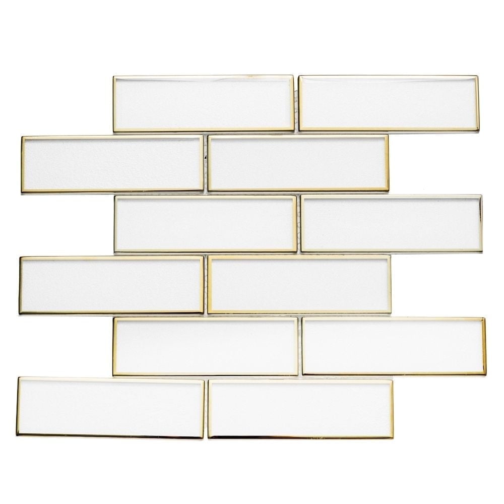 The Tile Life Athena 12x12 Brick Glass Mosaic Tile, Gold (1 Sq. ft ...